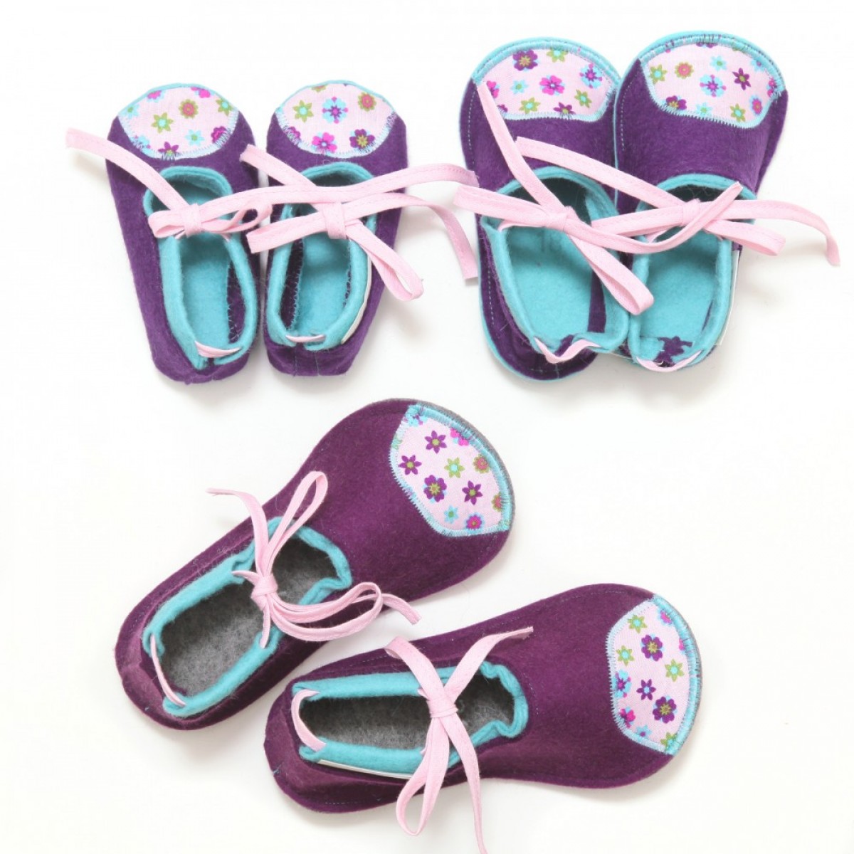 Kids Wool Felt Slippers - VIOLET