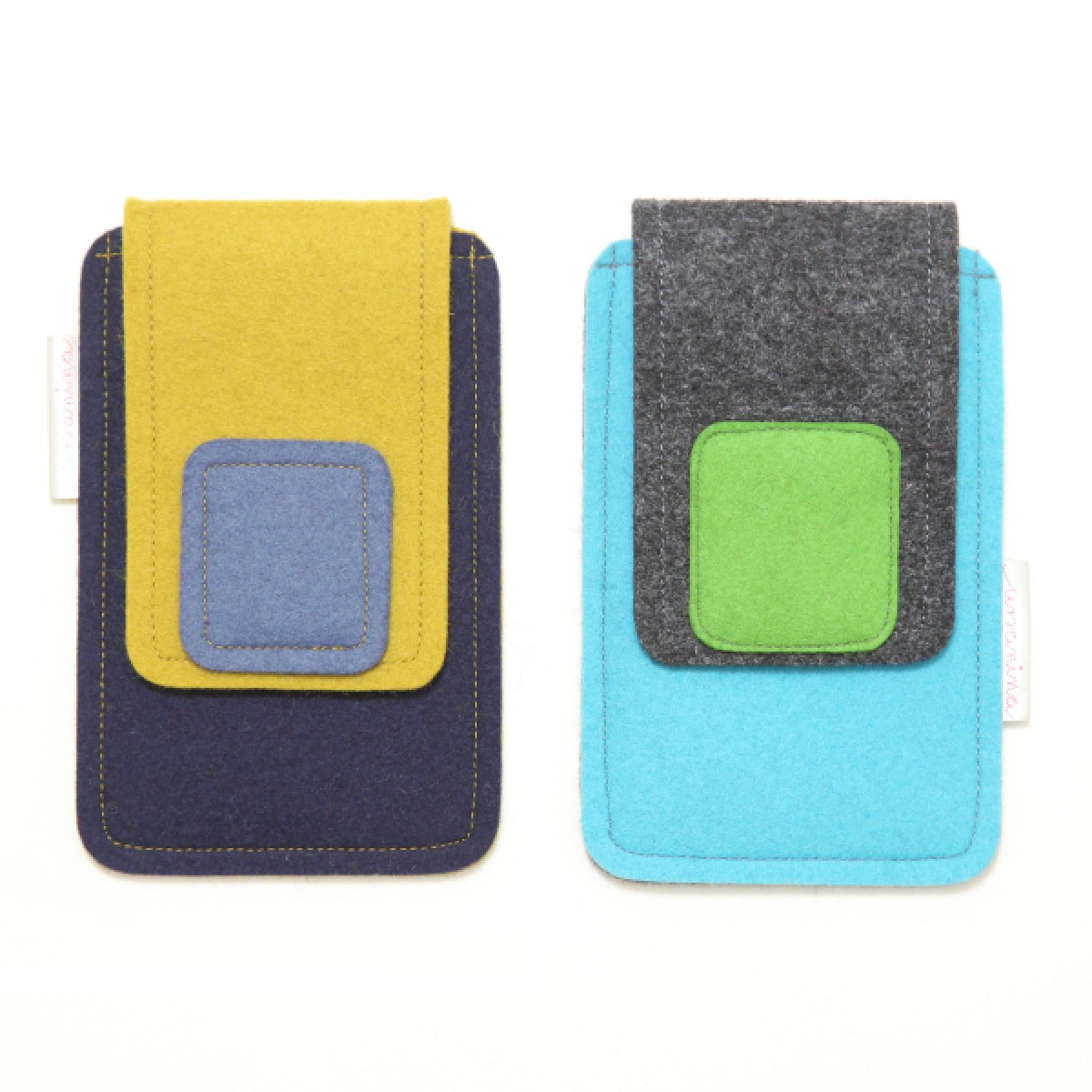Small Smartphone Wool Felt Case - BLUE GREEN