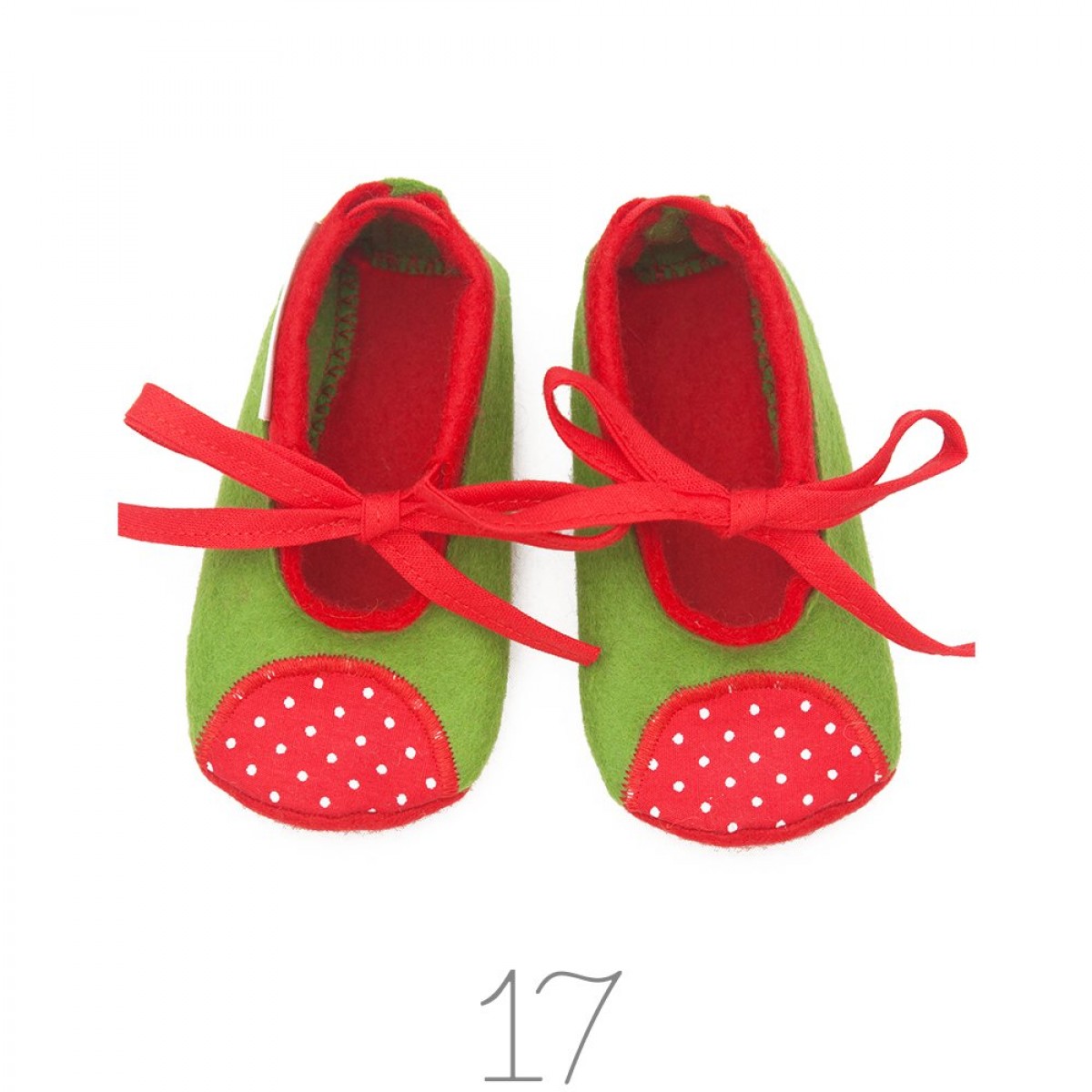 Kids Wool Felt Slippers - GREEN RED
