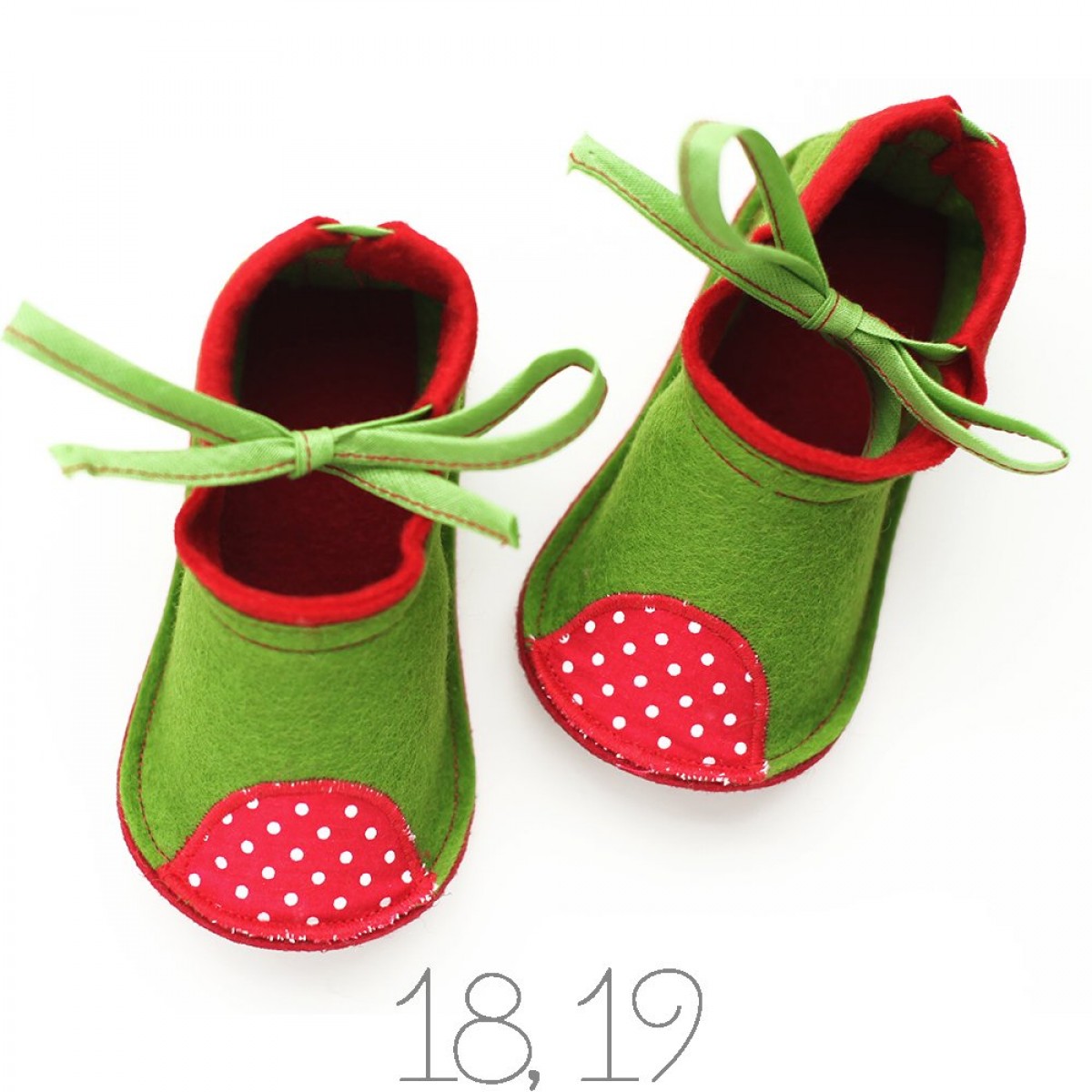 Kids Wool Felt Slippers - GREEN RED